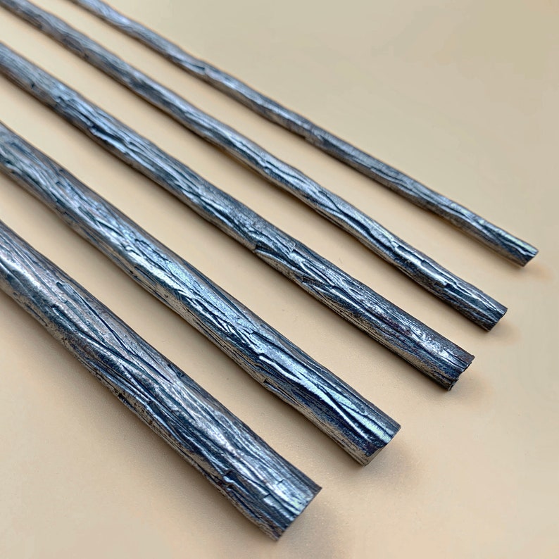 Hand Forged 1 Meter Long Textured Steel Round Bar Hammered Metal Rod ...