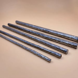 Hand Forged 1 Meter Long Textured Steel Round Bar Hammered Metal Rod ...