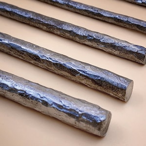 Hand Forged 1 Meter Long Textured Steel Round Bar Hammered Metal Rod ...