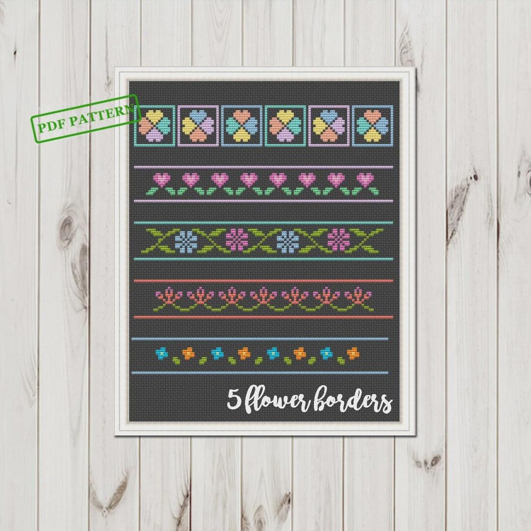 Flower Cross Stitch Border Pattern Xstitch Pfd Pattern Counted Cross ...