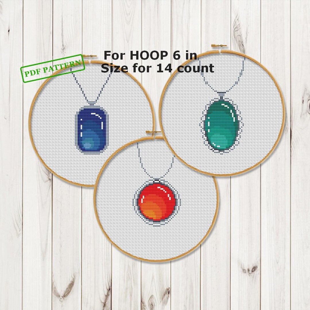 Jewelry Cross Stitch Modern Pattern Gem Embroidery Pattern Gemstone PDF ...