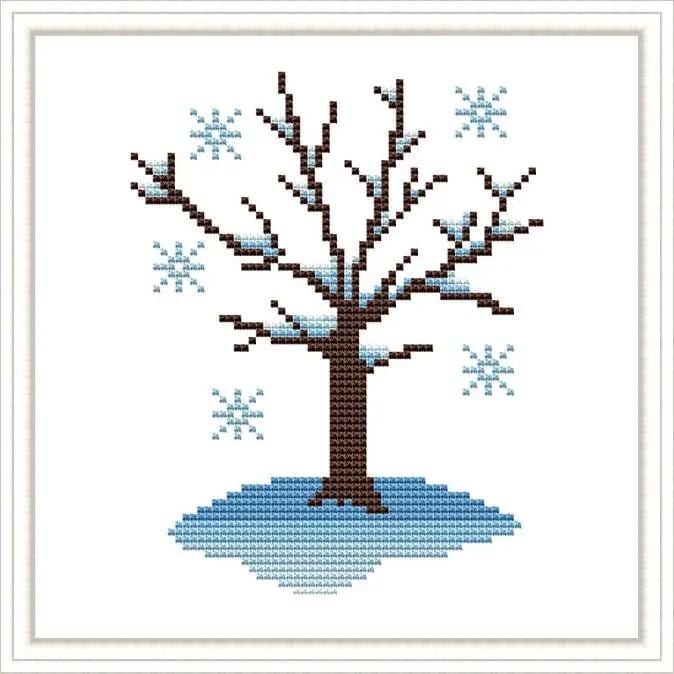4 Season Tree Cross Stitch Pattern Modern Spring Summer Autumn Winter ...