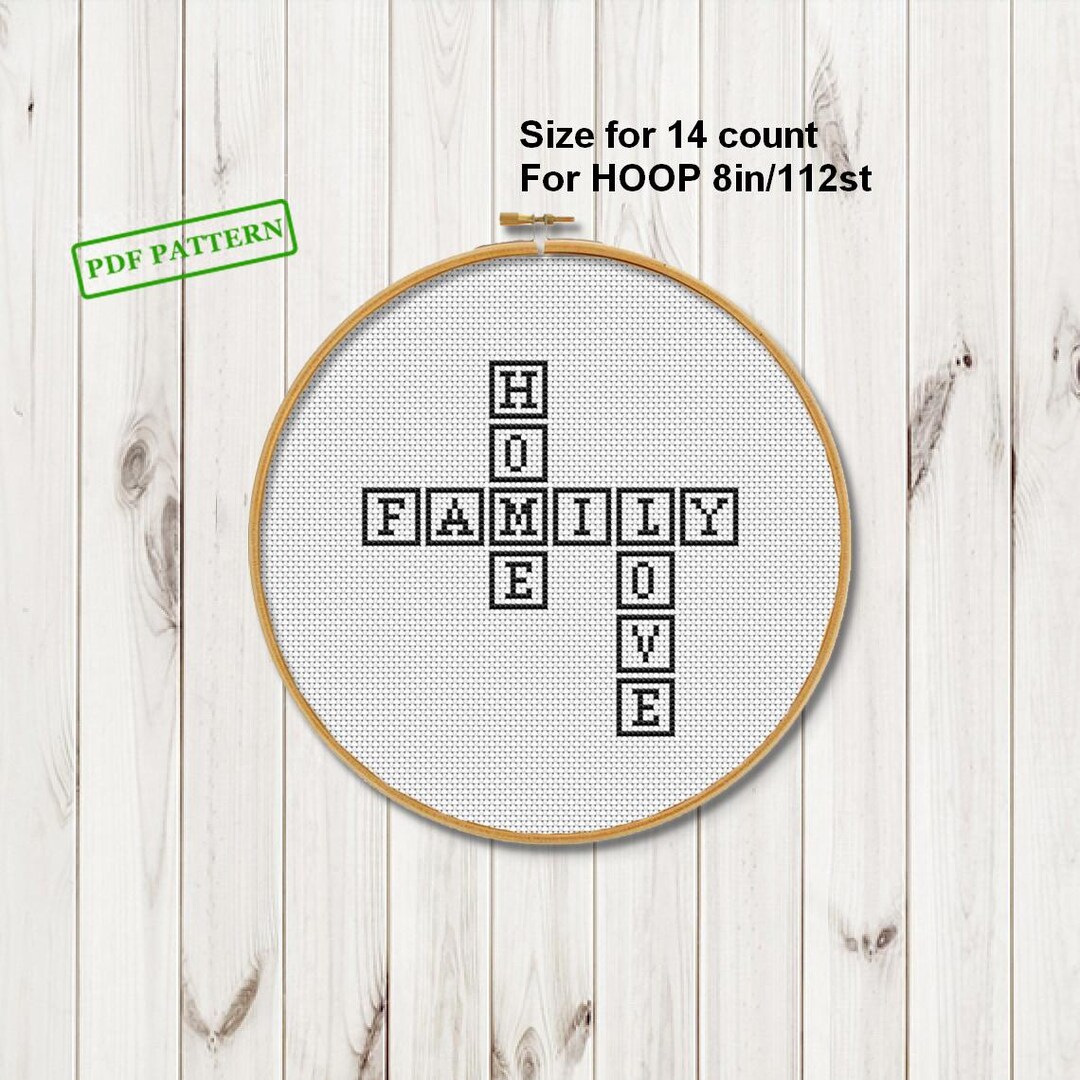 Cross Stitch Home Love Family Crossword Pattern PDF Download - Etsy