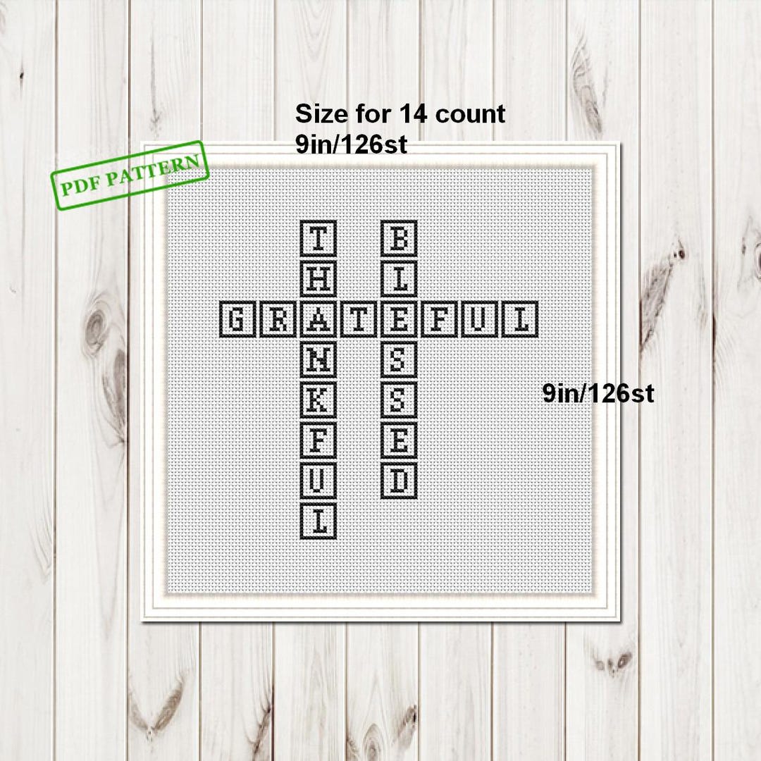 Cross Stitch Thankful Grateful Blessed Pattern PDF Download - Etsy