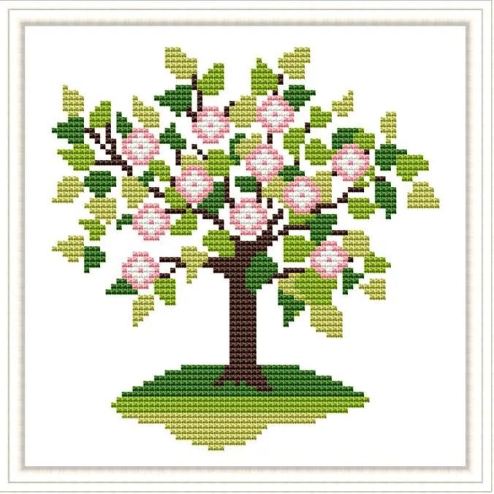 4 Season Tree Cross Stitch Pattern Modern Spring Summer Autumn Winter ...