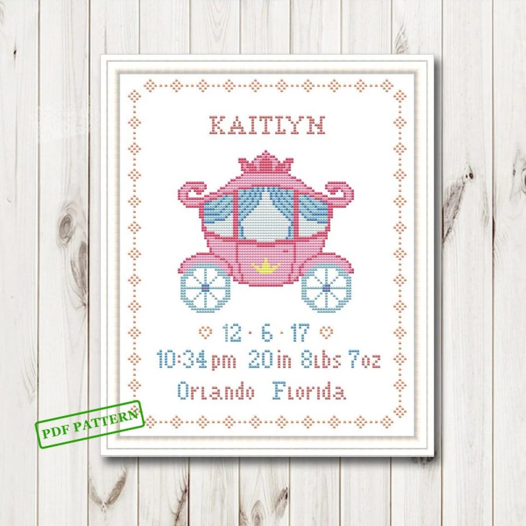 Baby Cross Stitch Pattern Birth Sampler Girl Cross Stitch Gift Cross ...