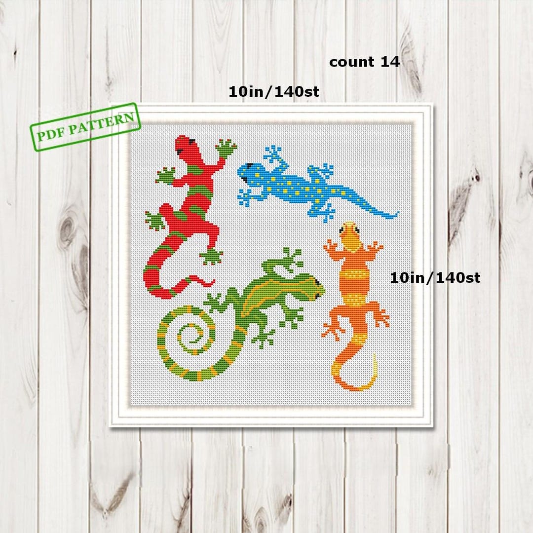 Lizards Cross Stitch Pattern Gecko Modern Xstitch Pdf Pattern Download ...