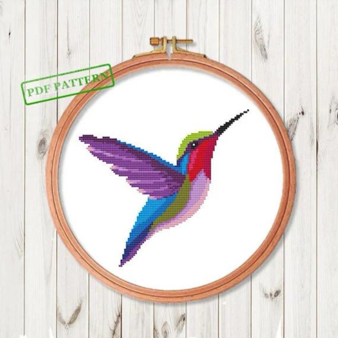Colourful Hummingbird Cross Stitch Pattern Modern Bird , Cross Stitch ...
