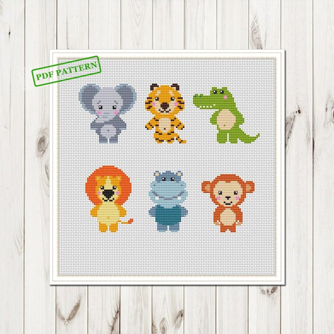 Jungle Animals Cross Stitch Pattern Nursery Jungle Friends Cross Stitch ...