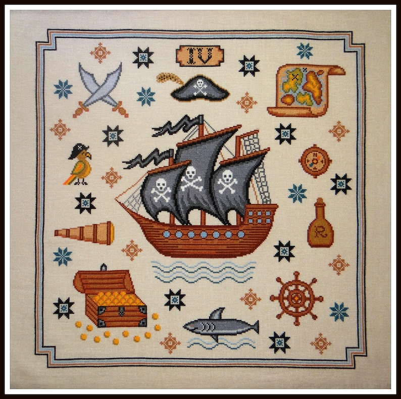 Pirate Sampler, Cross Stitch Pattern PDF Download - Etsy