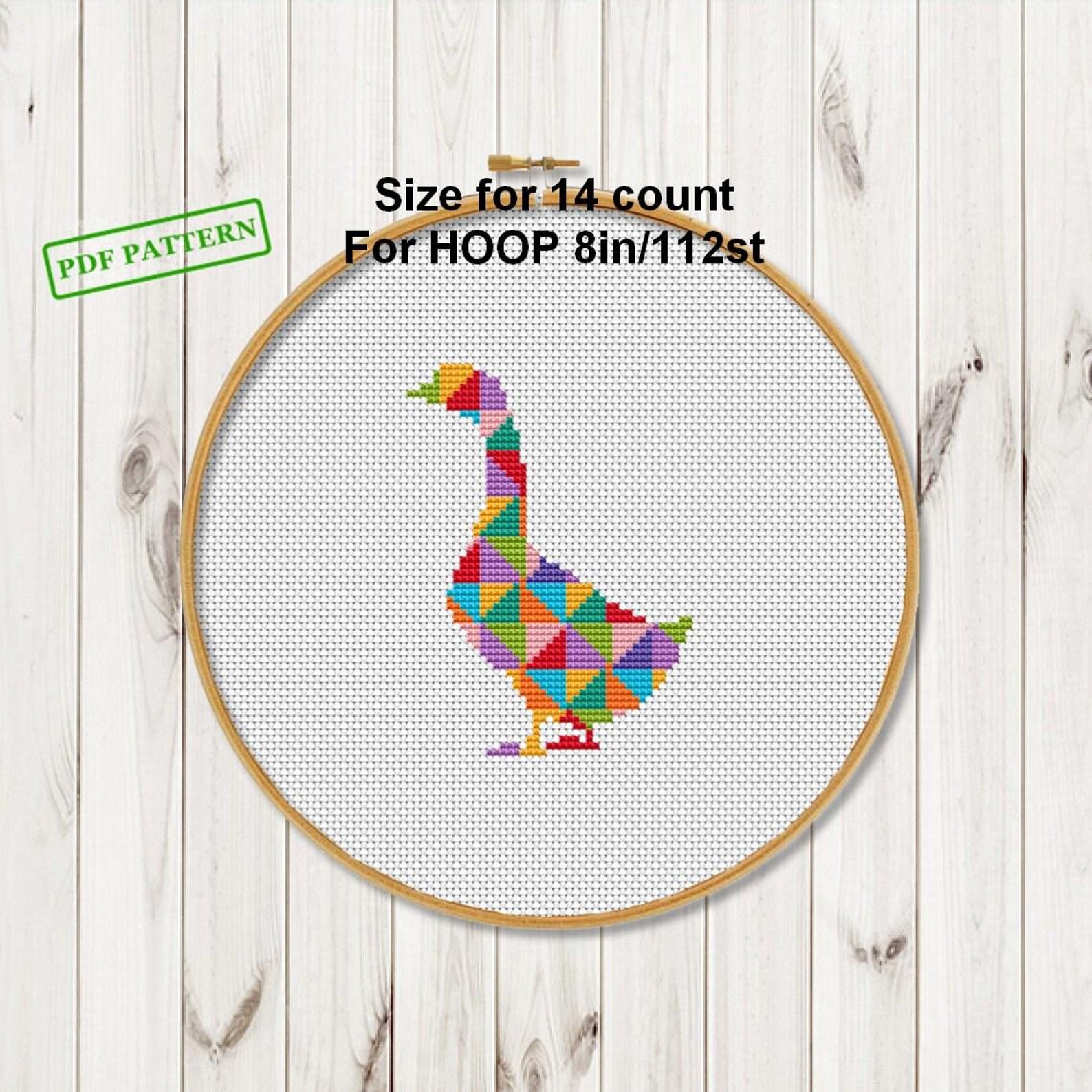Geometric Animals Cross Stitch Pattern Modern Rabbit Goose Bird Easy ...