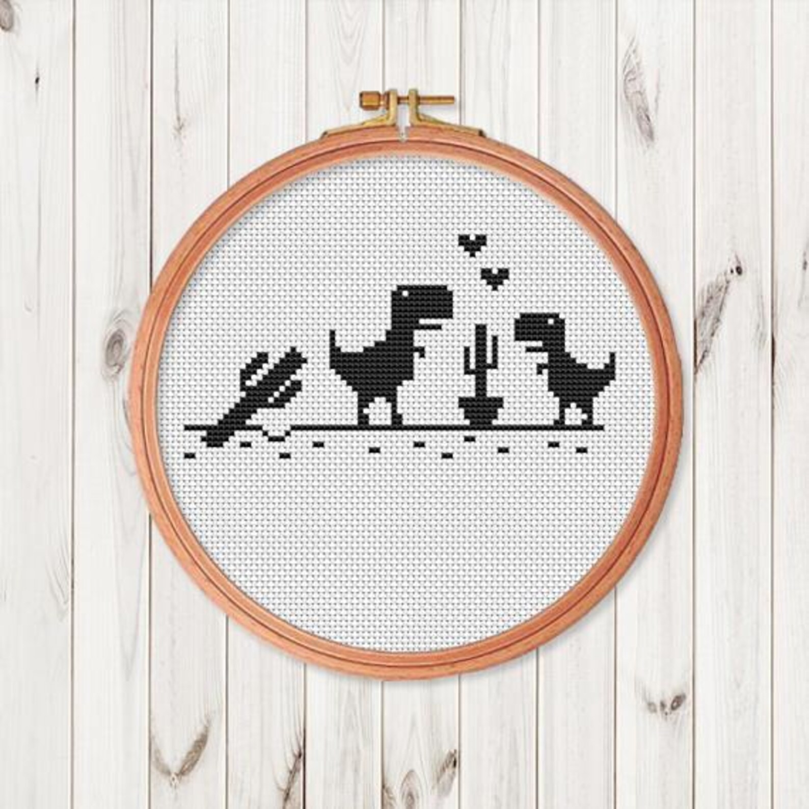 Trex Love Story Cross Stitch Patterns Dinosaur T-rex, Pattern PDF ...