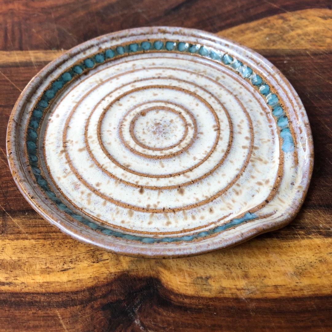 Spoon Rest in Cream and Blue - Ceramic Stoneware Pottery - Etsy