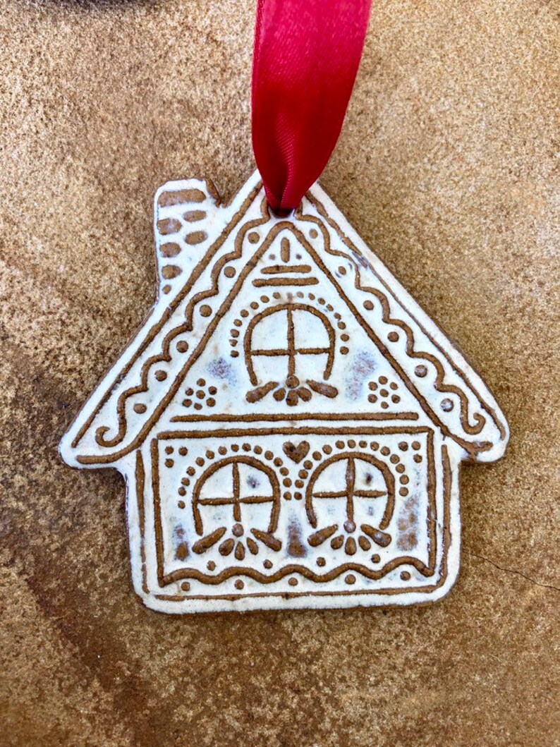 Gingerbread House Ornament Cream Ceramic Stoneware Pottery | Etsy