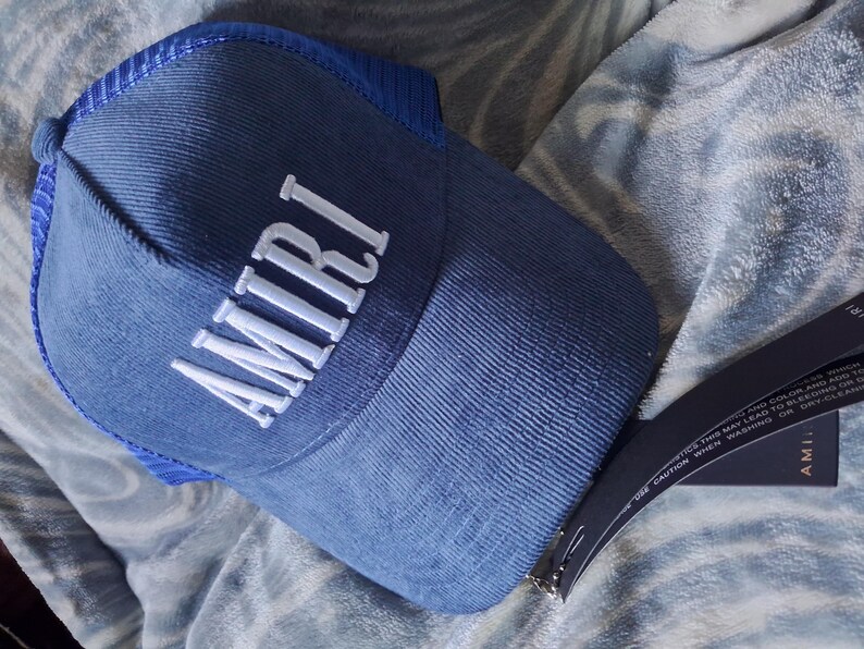 AMIRI Coloroid Blue Throw up Plaque Snapback Adjustable Cap Hat - Etsy