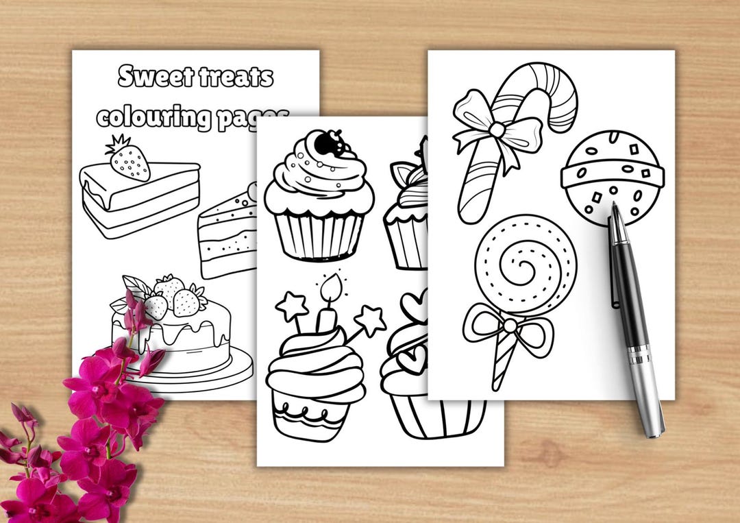 Sweet Treat Colouring Pages for Children - Etsy