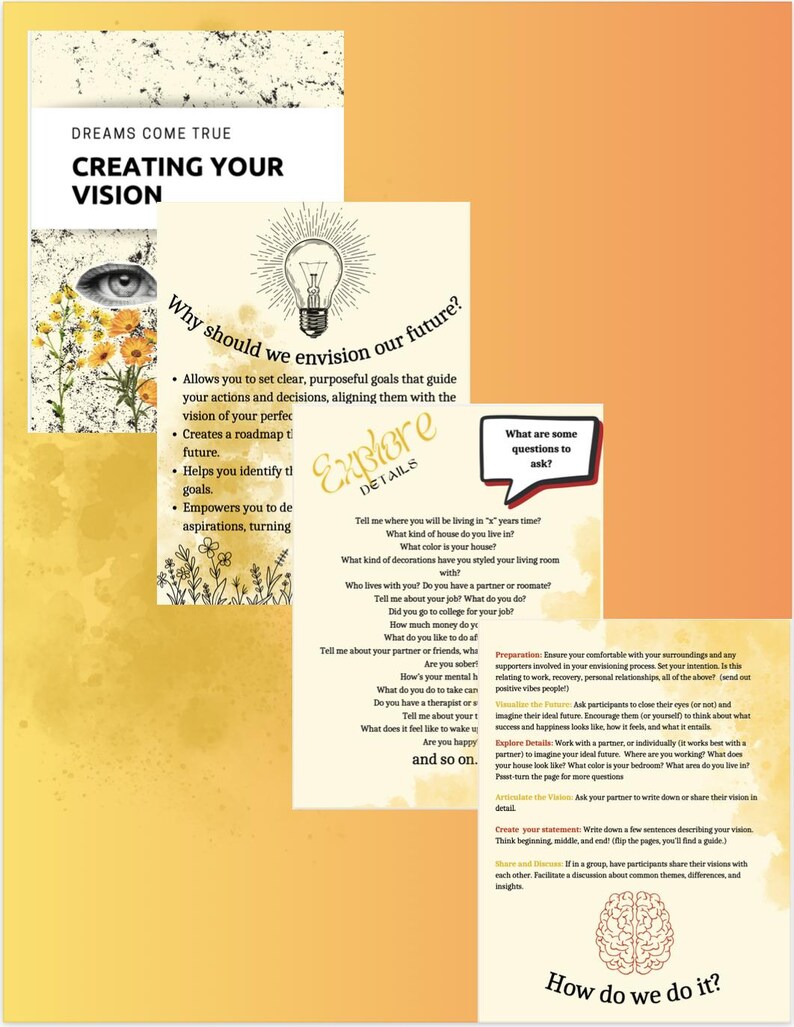 Creating Your Vision Statement: Guides for Therapist, Counselors, Peers ...