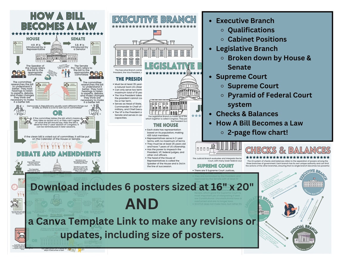 Aesthetic US Civics/government/history Poster Bundle! - Etsy