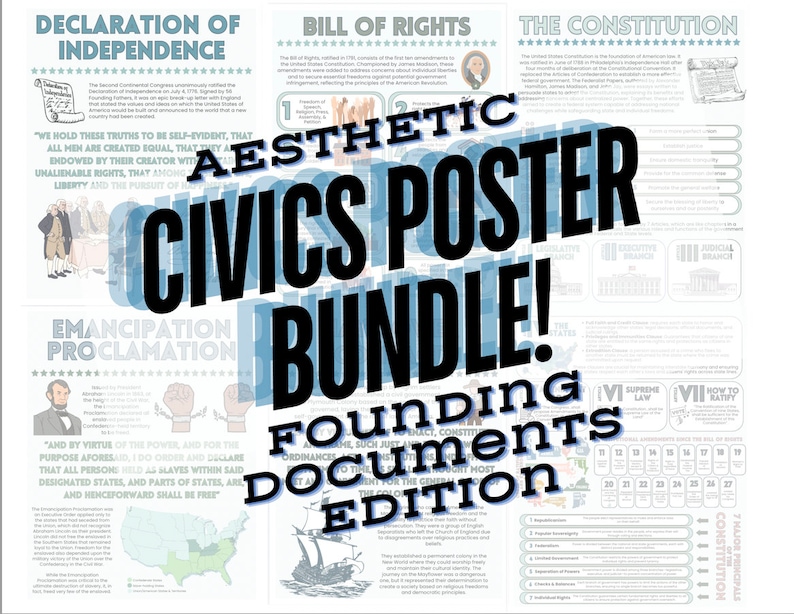 Aesthetic US Civics/government/history Poster Bundle - Founding US ...