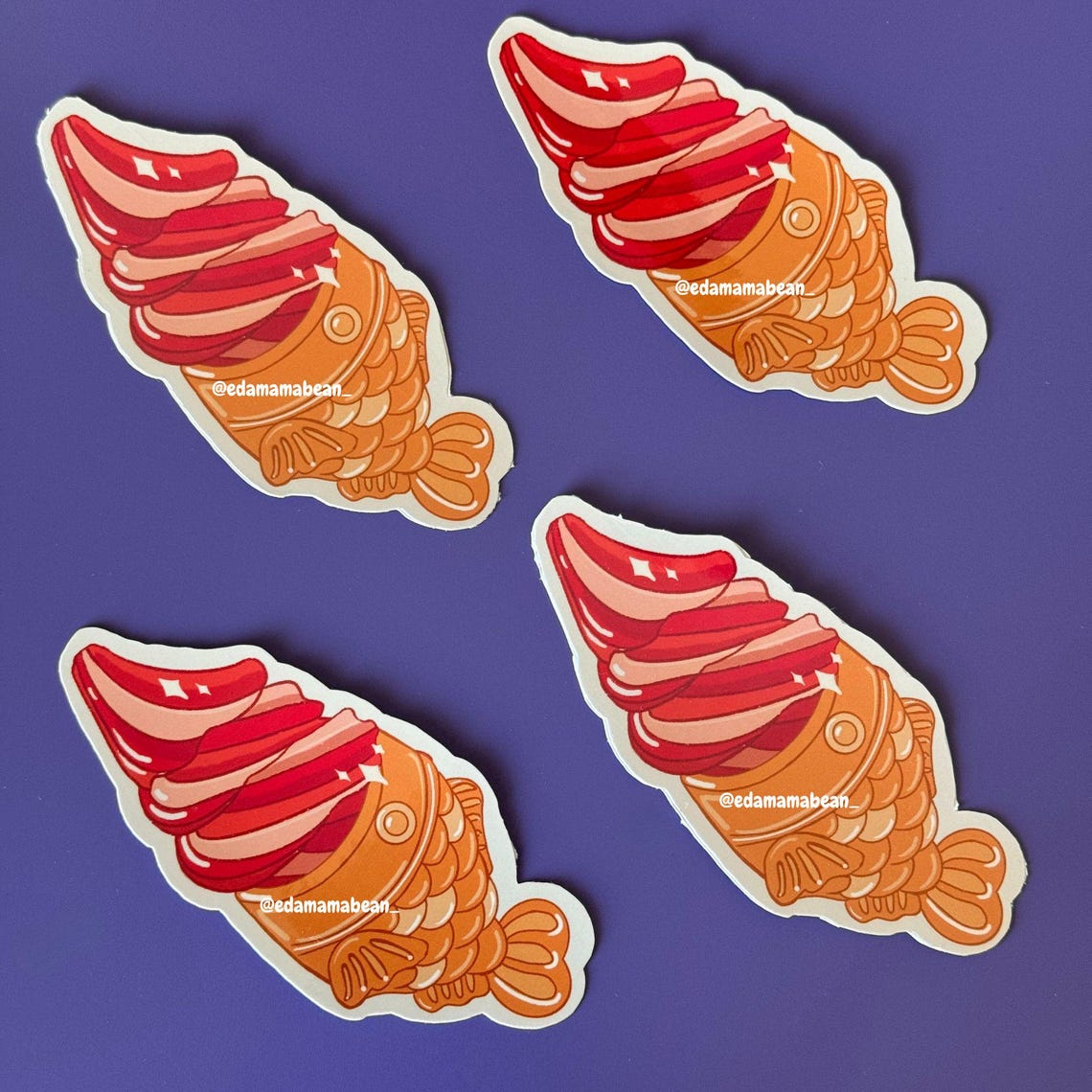 Strawberry Taiyaki Ice Cream Sticker: Glossy Vinyl Decal - Etsy