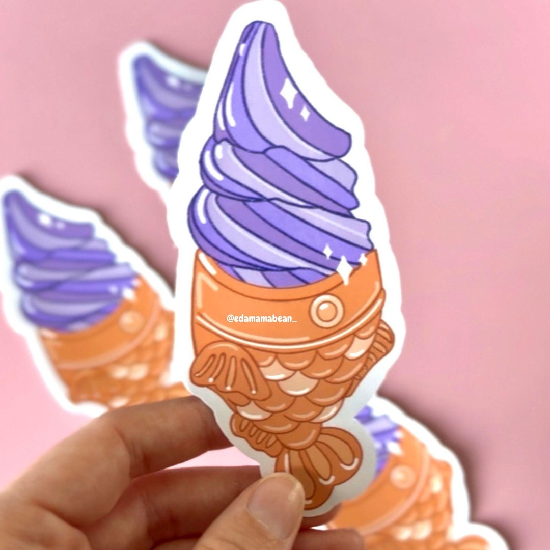 Ube Taiyaki Ice Cream Sticker, Ube Ice Cream, Taiyaki Sticker, Cute ...