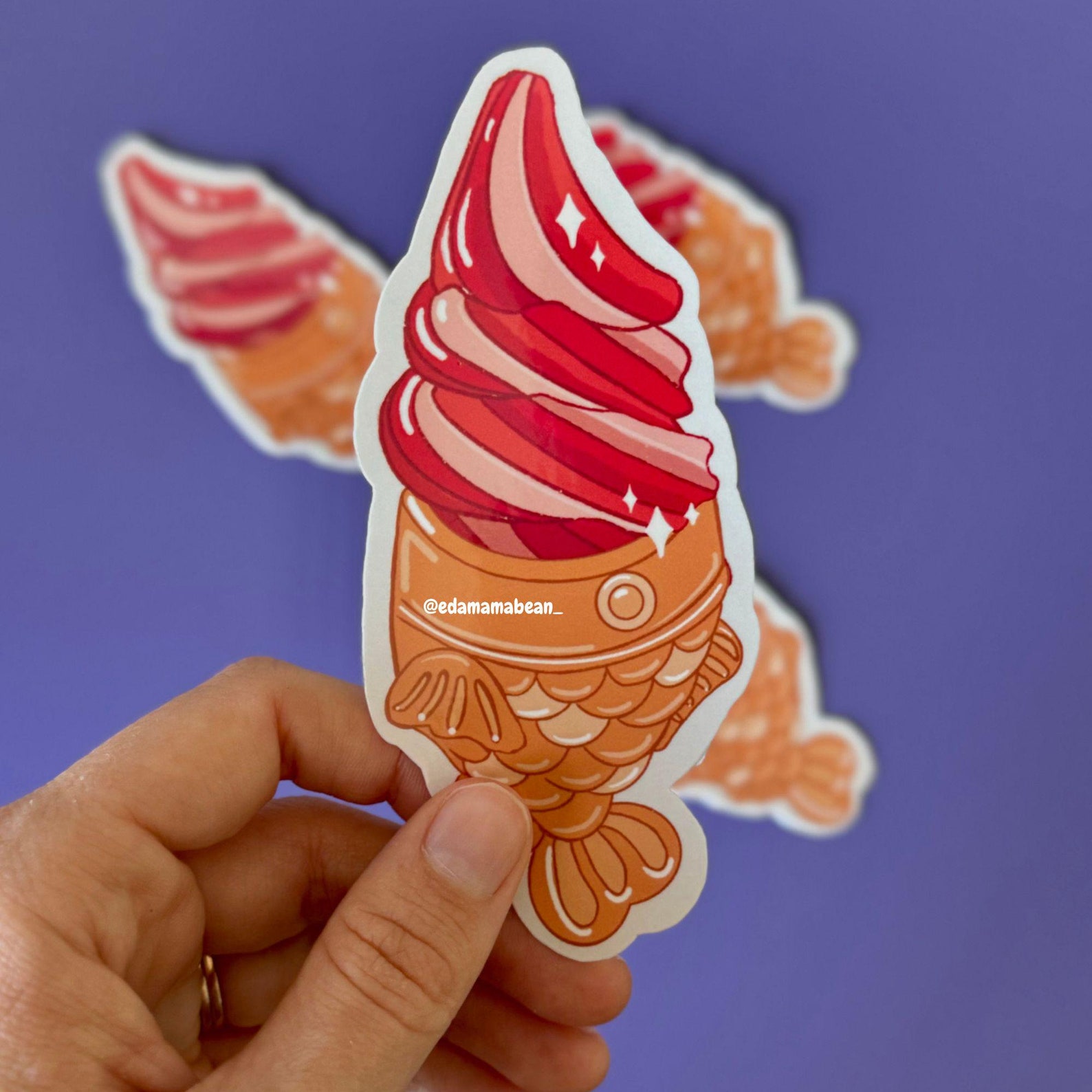 Strawberry Taiyaki Ice Cream Sticker: Glossy Vinyl Decal - Etsy