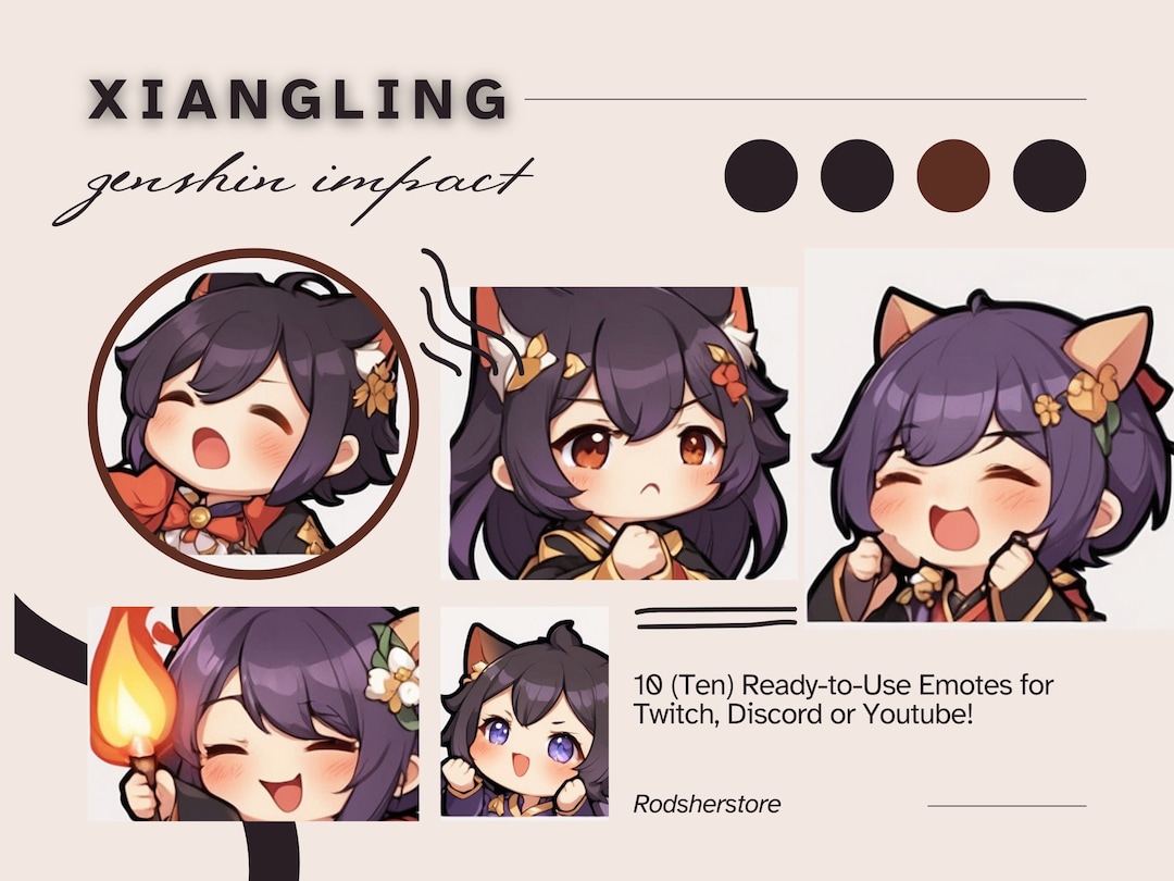Xiangling Genshin Impact , Emotes. Stickers - Anime Style - Twitch ...