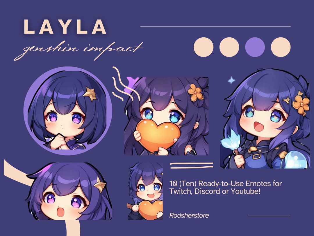 Layla Genshin Impact , Emotes. Stickers - Anime Style - Twitch, Youtube ...