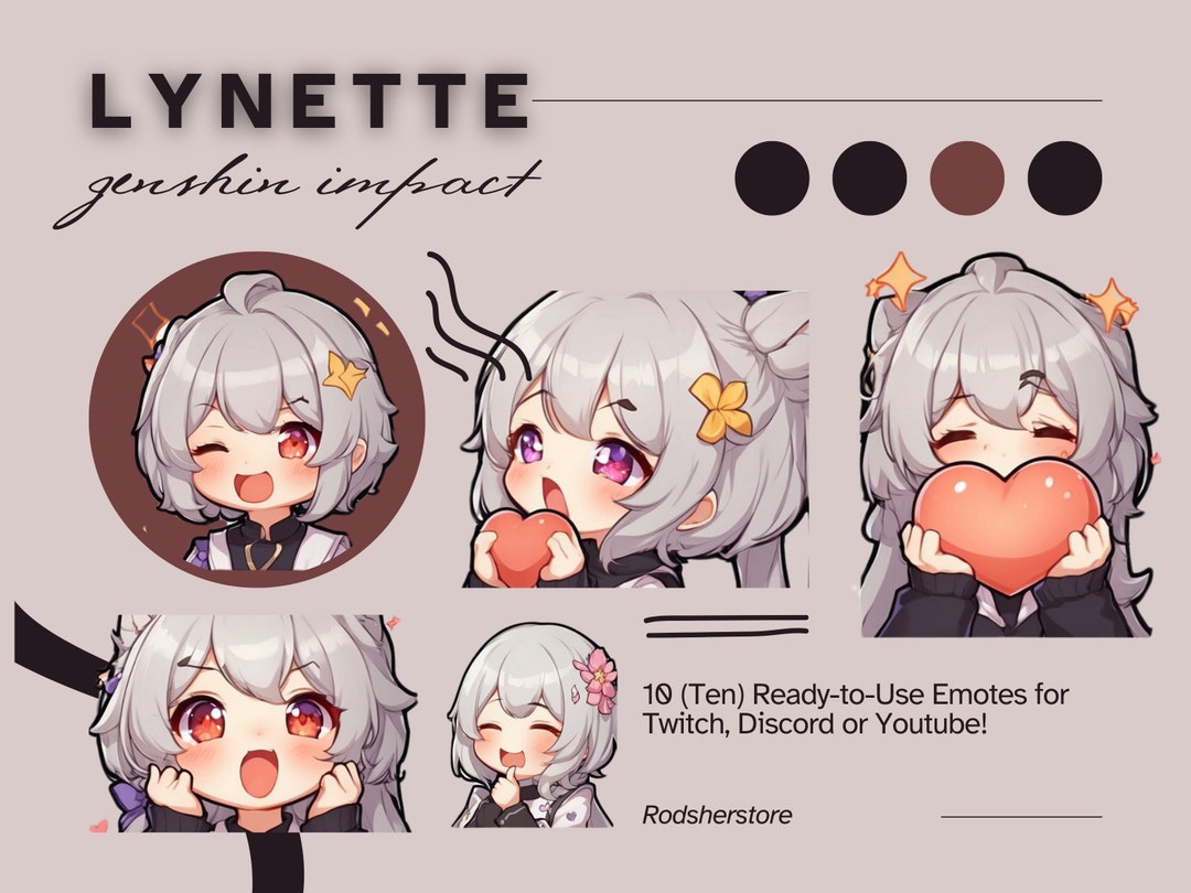 Lynette Genshin Impact , Emotes. Stickers Anime Style Twitch, Youtube ...