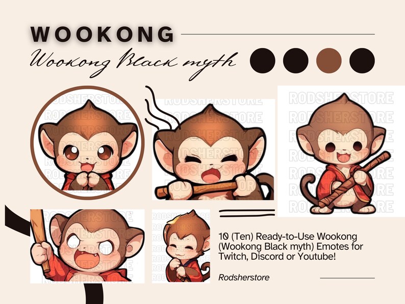 Wookong Black Myth, Emotes. Stickers - Cute Anime Style - Twitch ...