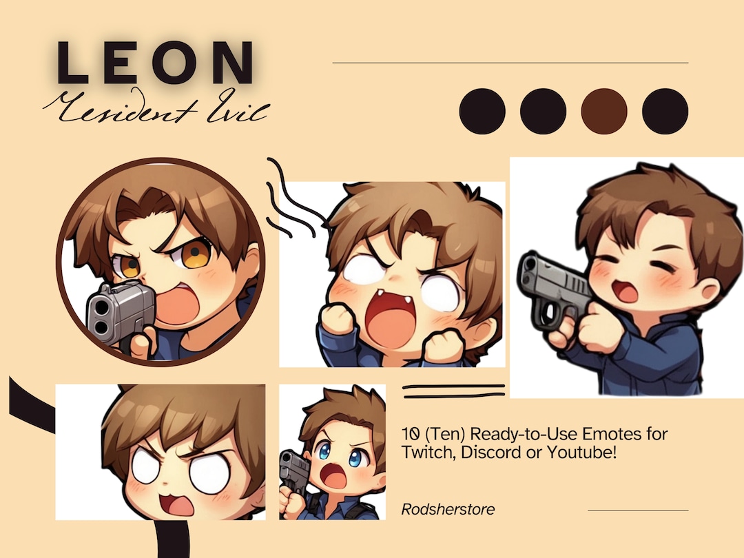 Leon Resident Evil, Emotes. Stickers Anime Style Twitch, Youtube ...