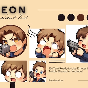 Leon Resident Evil, Emotes. Stickers - Anime Style - Twitch, Youtube ...