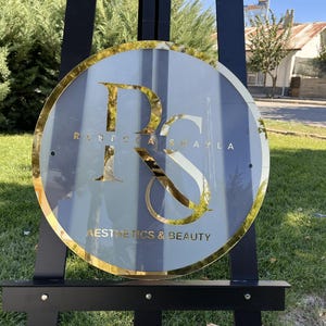 Custom Beauty Salon Sign – Frosted White Acrylic With Silver Logo and ...
