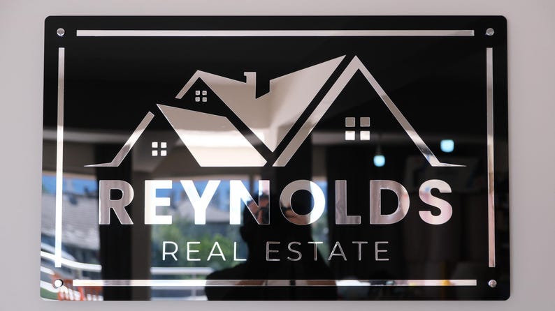 Personalized Real Estate Office Sign – Rectangular Black Acrylic Plaque ...