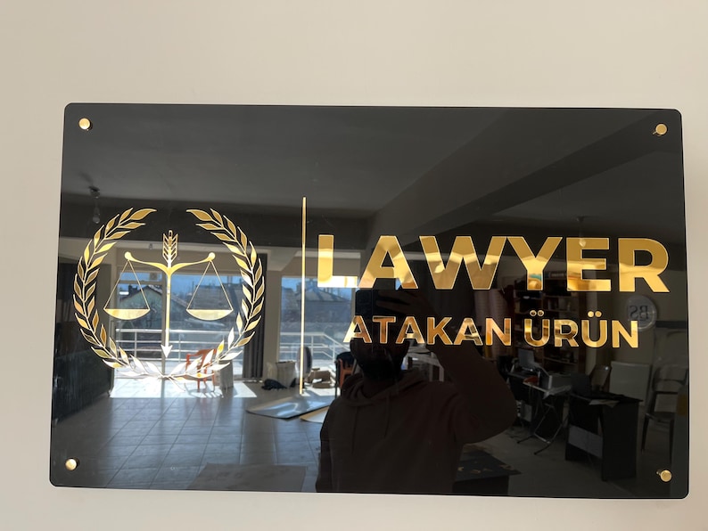 Custom Black Acrylic Lawyer Sign: Gold 3D Logo Office Decor - Etsy