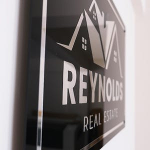 Personalized Real Estate Office Sign – Rectangular Black Acrylic Plaque ...