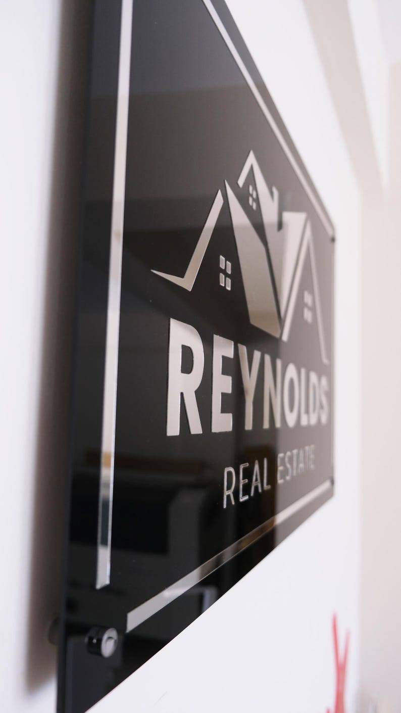 Personalized Real Estate Office Sign – Rectangular Black Acrylic Plaque ...
