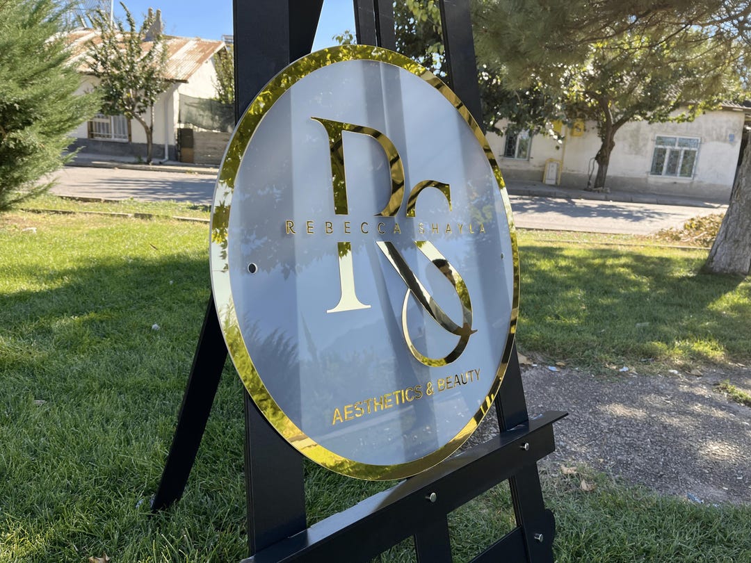 Custom Beauty Salon Sign – Frosted White Acrylic With Silver Logo and ...