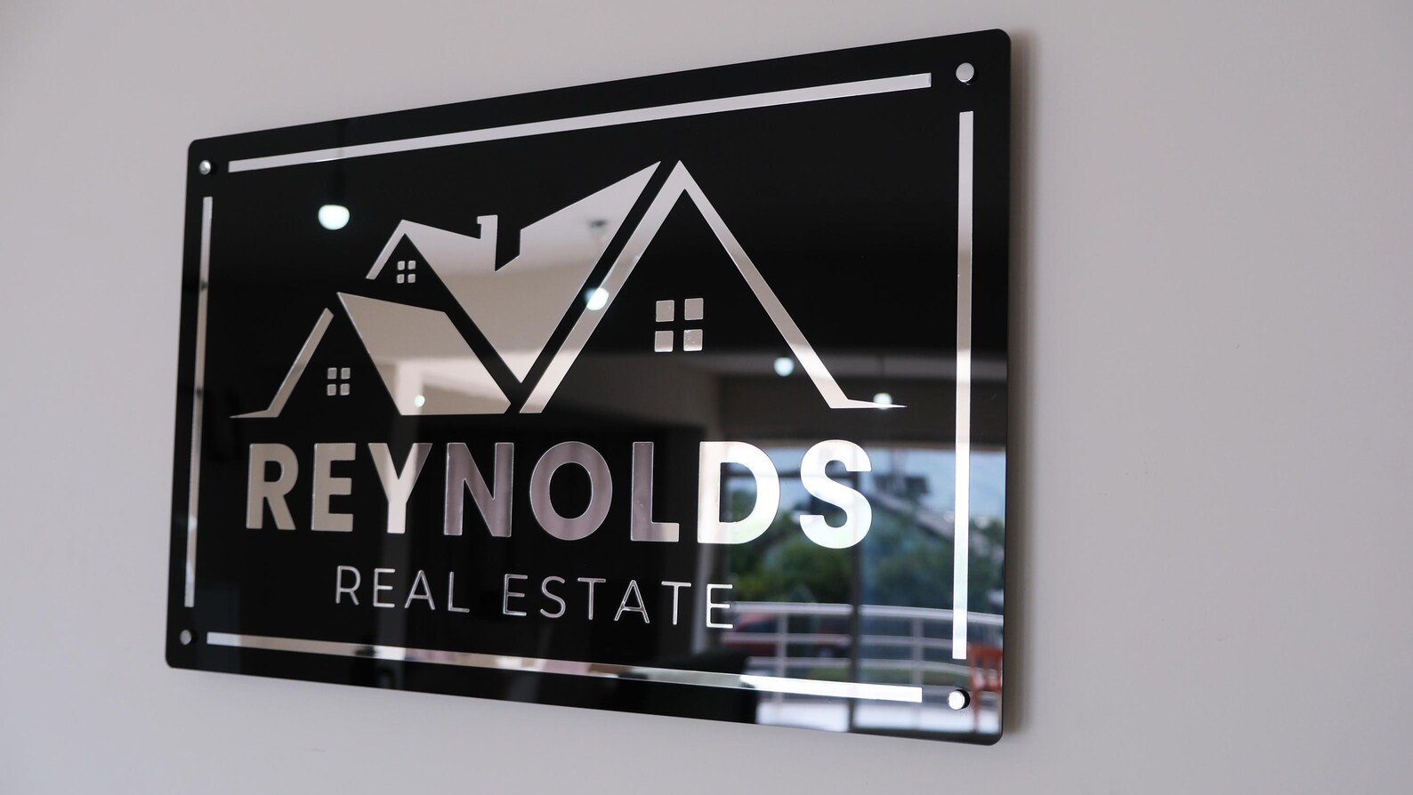 Personalized Real Estate Office Sign – Rectangular Black Acrylic Plaque ...