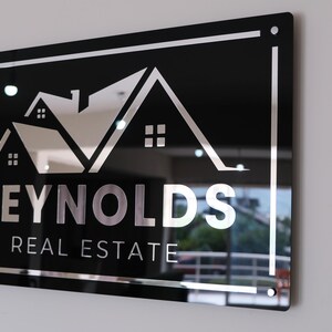 Personalized Real Estate Office Sign – Rectangular Black Acrylic Plaque ...