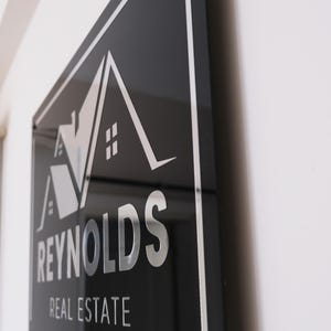 Personalized Real Estate Office Sign – Rectangular Black Acrylic Plaque ...