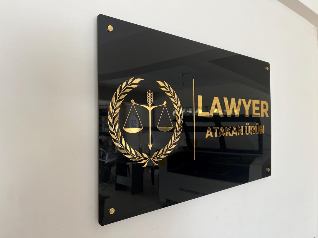 Custom Black Acrylic Lawyer Sign: Gold 3D Logo Office Decor - Etsy