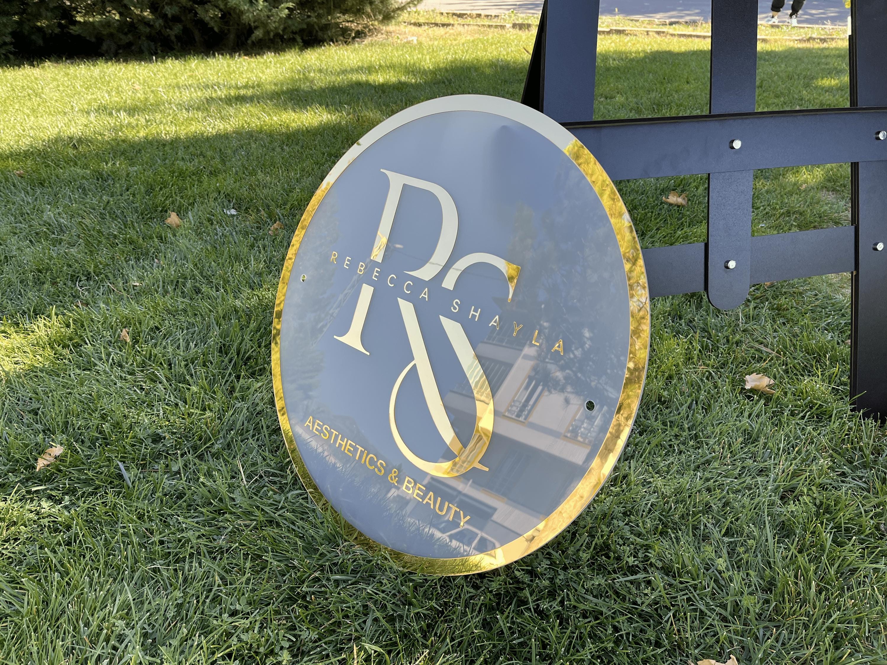 Custom Beauty Salon Sign – Frosted White Acrylic With Silver Logo and ...