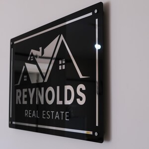 Personalized Real Estate Office Sign – Rectangular Black Acrylic Plaque ...