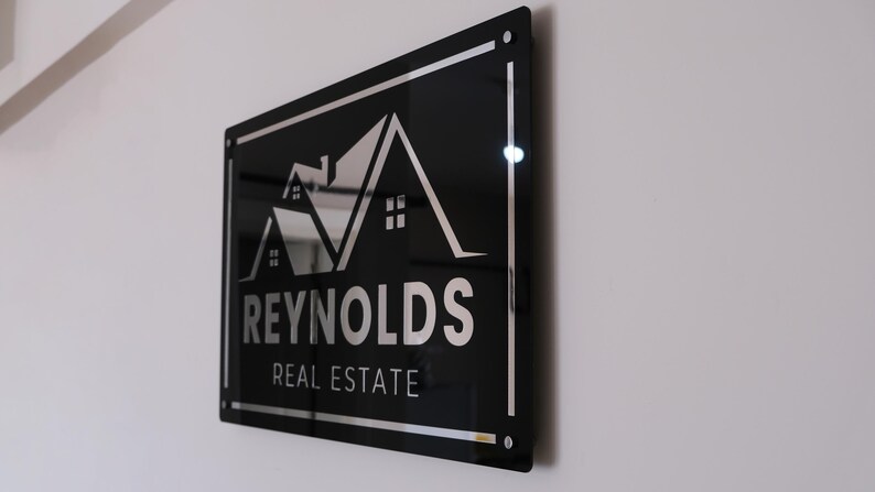Personalized Real Estate Office Sign – Rectangular Black Acrylic Plaque ...