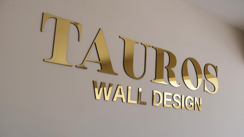 Gold Acrylic Business Logo & Sign – Laser Cut Plexiglass Wall Decor ...