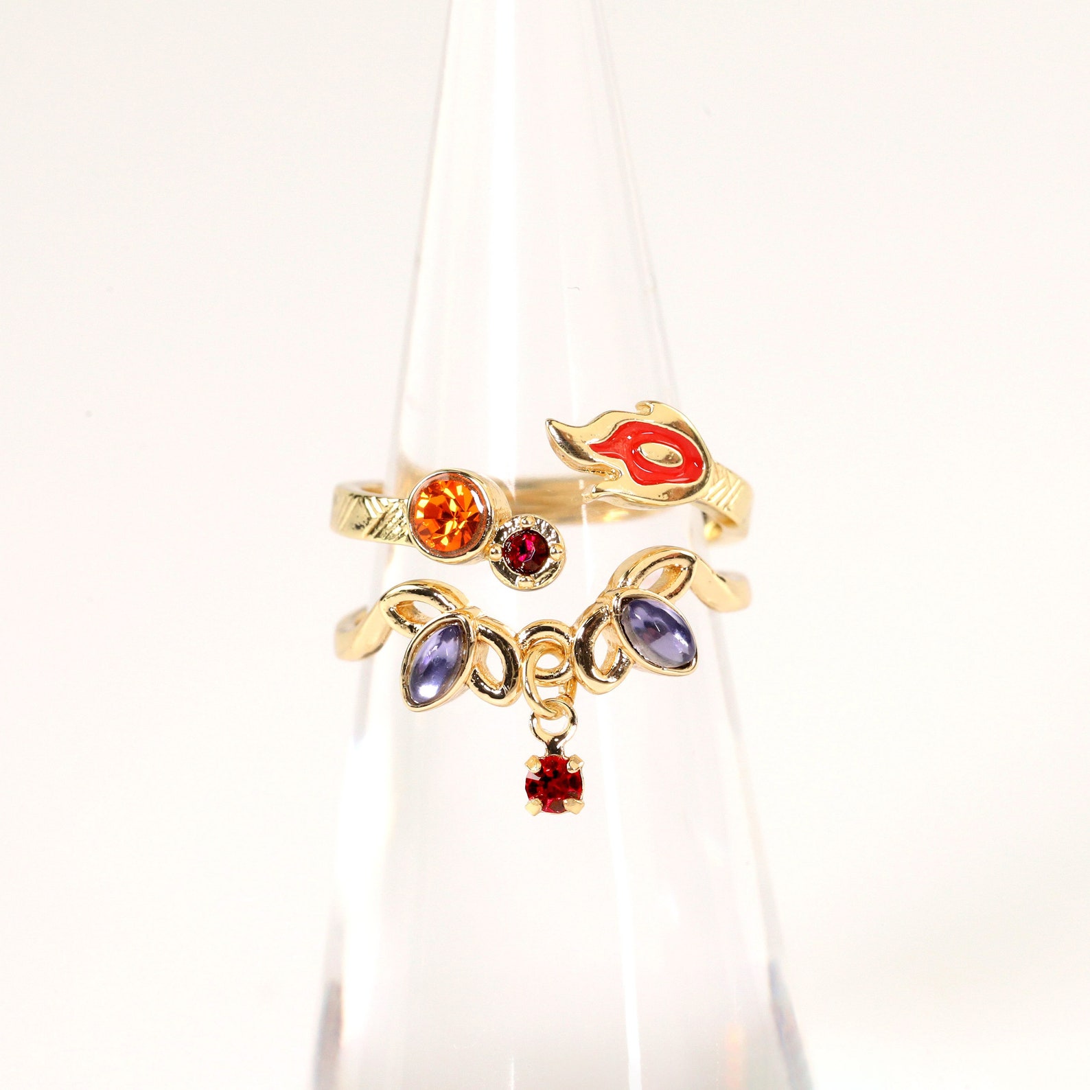 Custom Rengoku Kyoujuro Inspired Double Ring Anime Manga 2 Piece ...