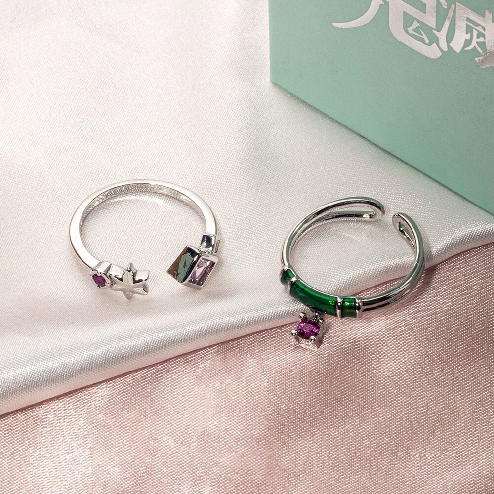 Custom Nezuko Kamado Inspired Double Ring Anime Manga 2 Piece Jewelry ...