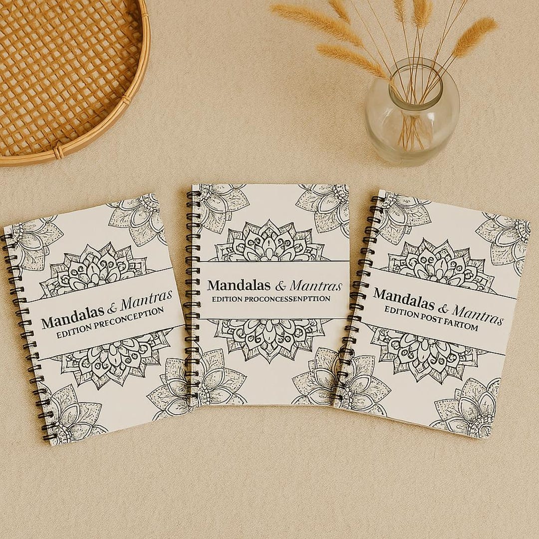 Set of 3 Mandalas Notebooks to Print – Prenatal and Postnatal Well-being Coloring Book – 3 X 12 ...