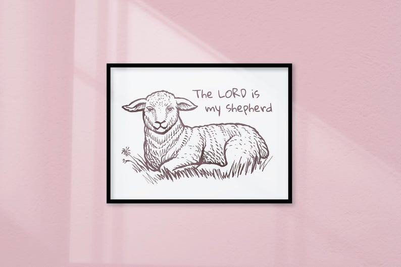Psalm 23 Christian Bible Art Digital Download Jesus Print Bible Sketch ...